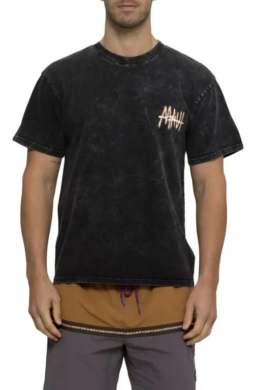 MAUI & SONS Maui Tag Mineral Wash Cotton Graphic T-shirt - Black