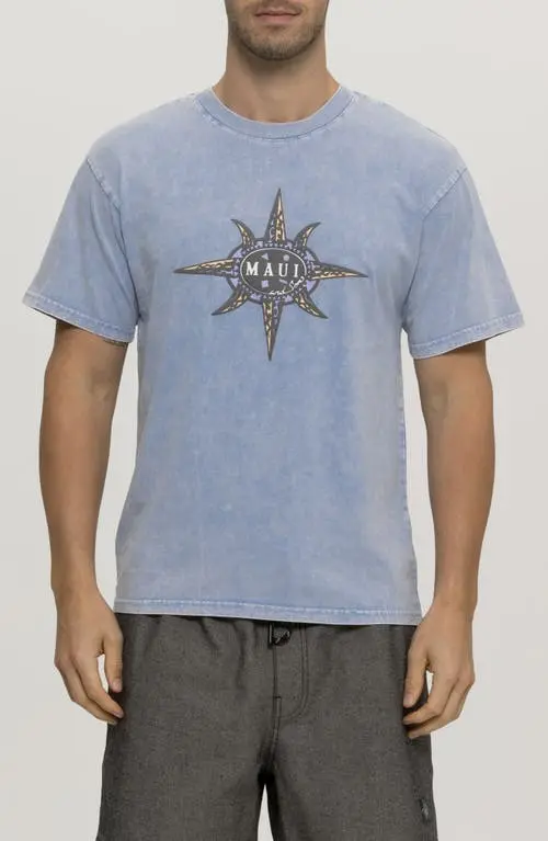 MAUI & SONS Mineral Wash Logo Graphic T-shirt - Blue
