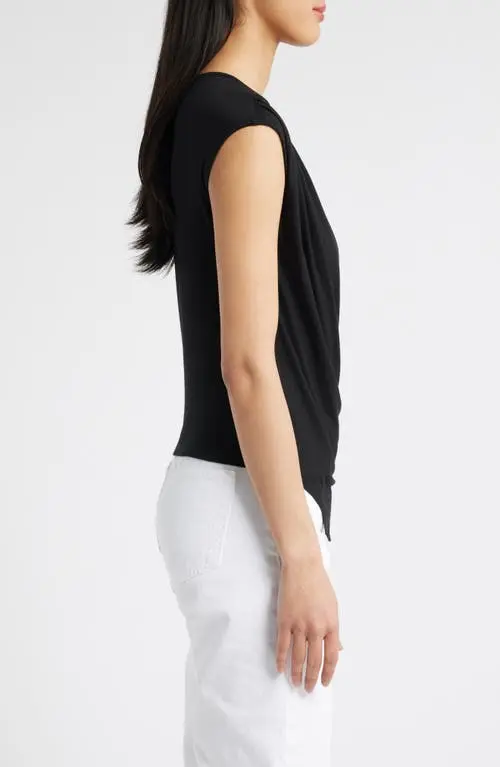 Loveappella Drape Asymmetric Top - Black