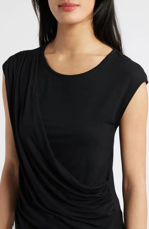 Loveappella Drape Asymmetric Top - Black