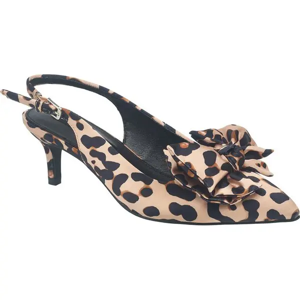 French Connection Quinnbow Slingback Kitten Heel - Leopard