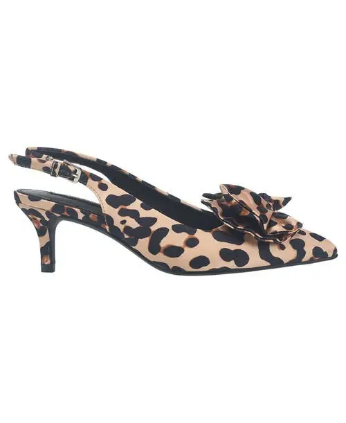 French Connection Quinnbow Slingback Kitten Heel - Leopard
