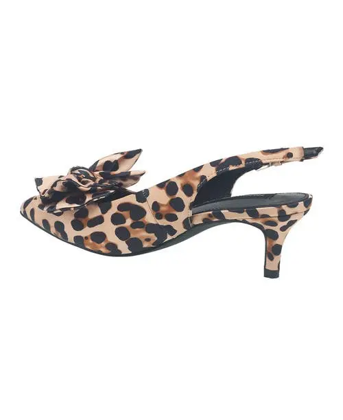 French Connection Quinnbow Slingback Kitten Heel - Leopard