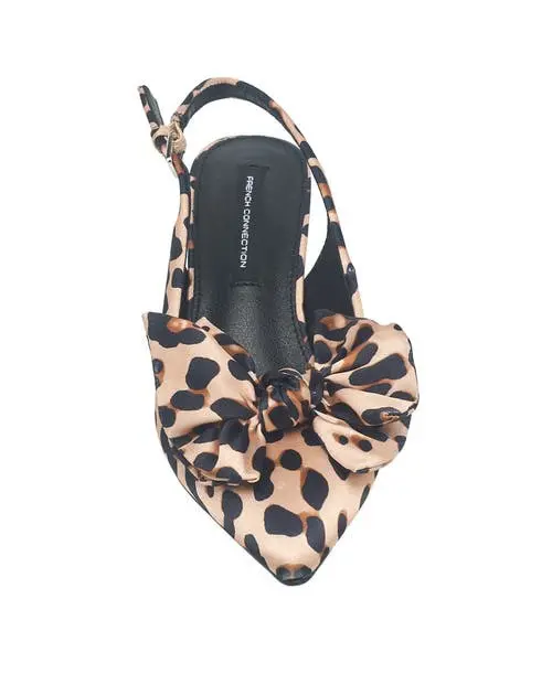French Connection Quinnbow Slingback Kitten Heel - Leopard