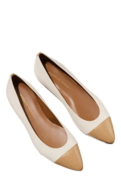 MARGAUX LONNBERG Cap-toe Pointe Flats - Ivory And Toffee