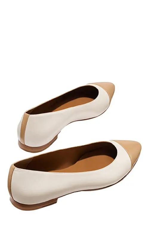 MARGAUX LONNBERG Cap-toe Pointe Flats - Ivory And Toffee