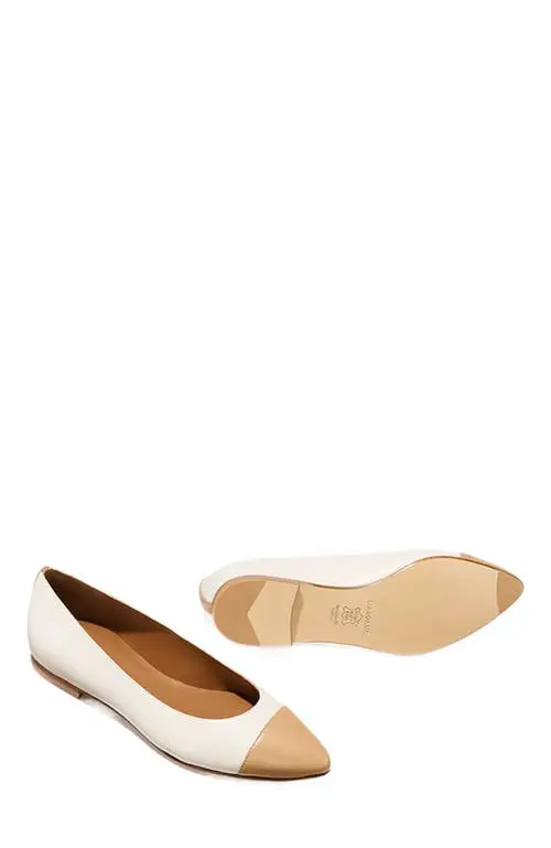MARGAUX LONNBERG Cap-toe Pointe Flats - Ivory And Toffee