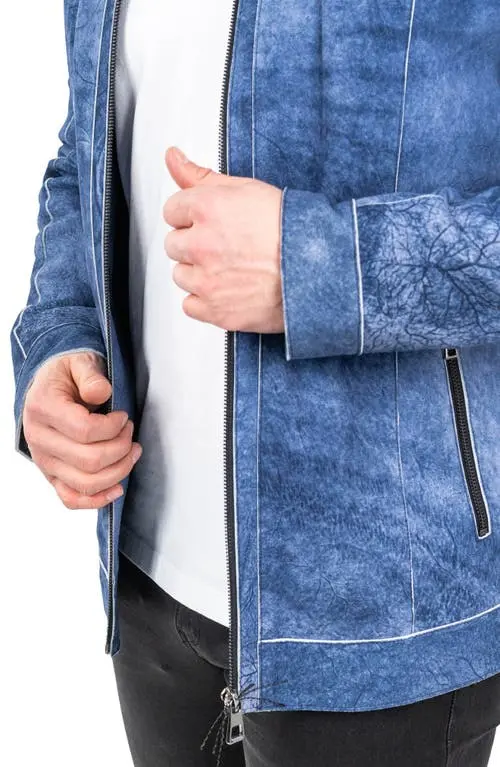 MACEOO Denim Effect Suede Jacket