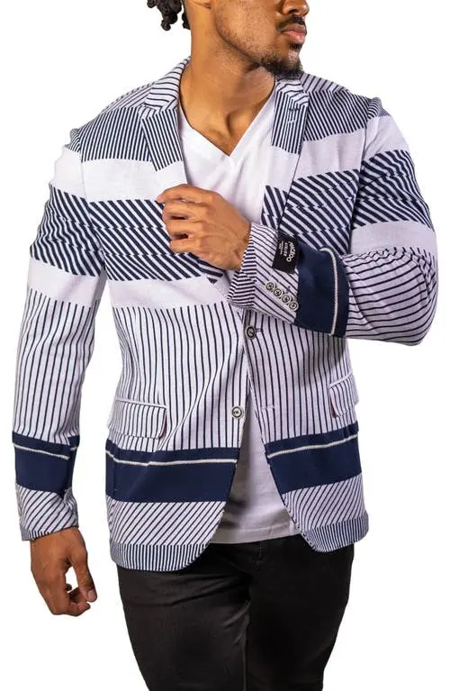 MACEOO Unconstructed Stripe Knit Blazer