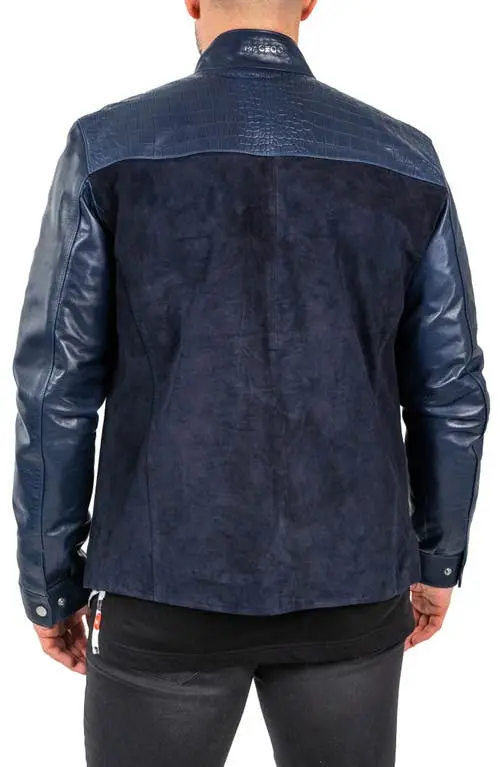 MACEOO Pythonshield Snakeskin Embossed Leather Jacket