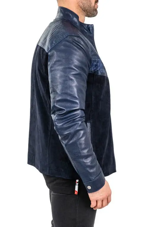 MACEOO Pythonshield Snakeskin Embossed Leather Jacket