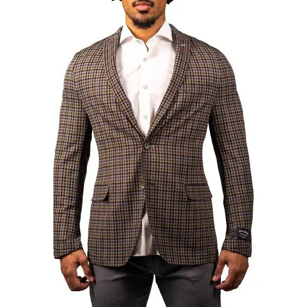 MACEOO Gingham Unconstructed Knit Blazer