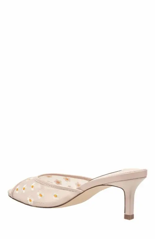 French Connection Nancy Mesh Embroidered Kitten Heel - Nude