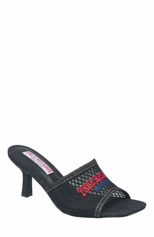 True Religion Denim Mesh Mule Heel - Black