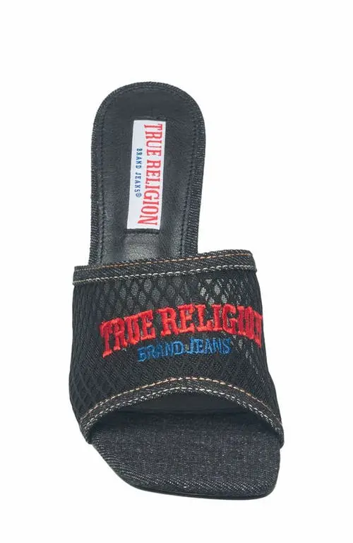 True Religion Denim Mesh Mule Heel - Black