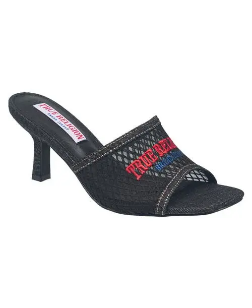 True Religion Denim Mesh Mule Heel - Black