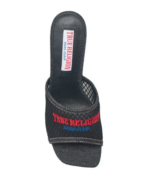 True Religion Denim Mesh Mule Heel - Black