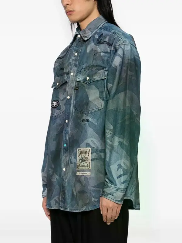 AAPE BY *A BATHING APE Moonface Jacquard Camo Denim Shirt