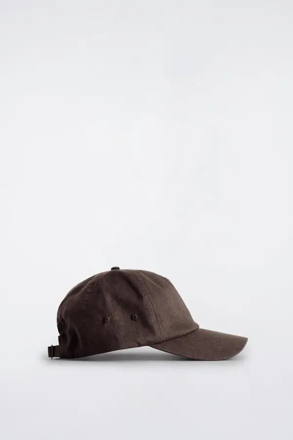 Cos Linen Baseball Cap - Brown