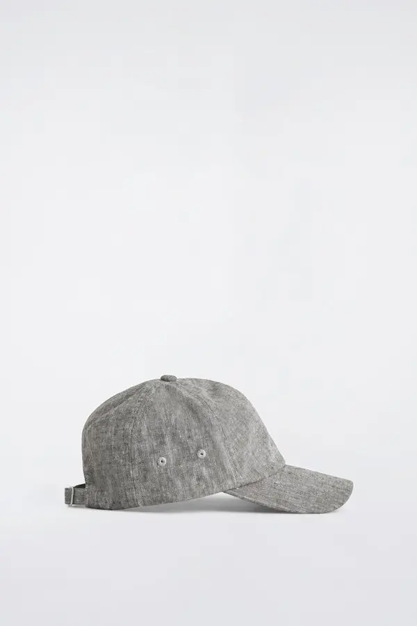 Cos Linen Baseball Cap - Gray