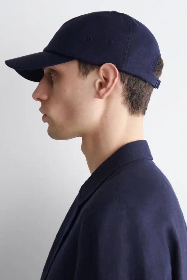 Cos Linen Baseball Cap - Navy