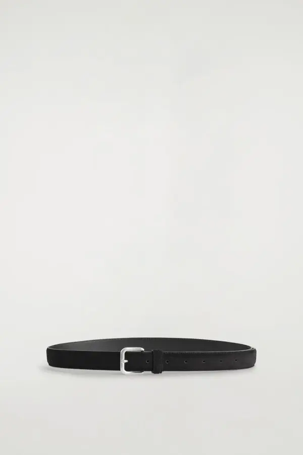 Cos Suede Belt With Gold-tone Buckle - Black