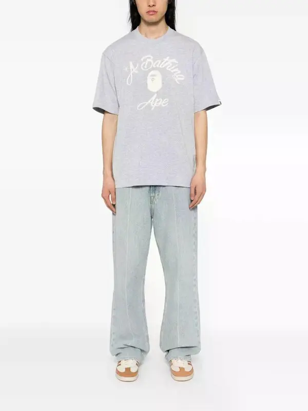 A BATHING APE Chain Stitch College T-shirt - Grey