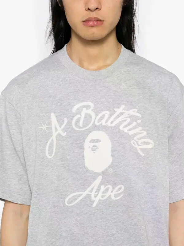 A BATHING APE Chain Stitch College T-shirt - Grey