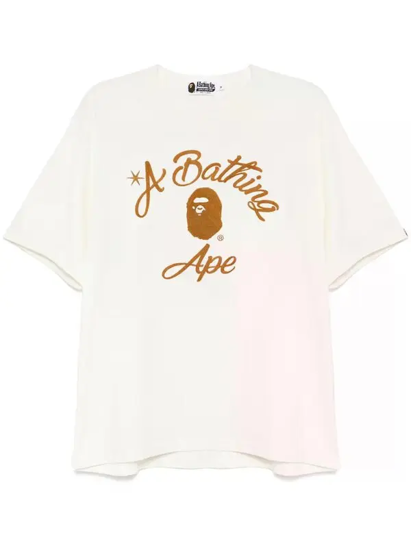 A BATHING APE Chain Stitch College T-shirt - Neutrals