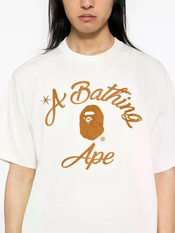 A BATHING APE Chain Stitch College T-shirt - Neutrals