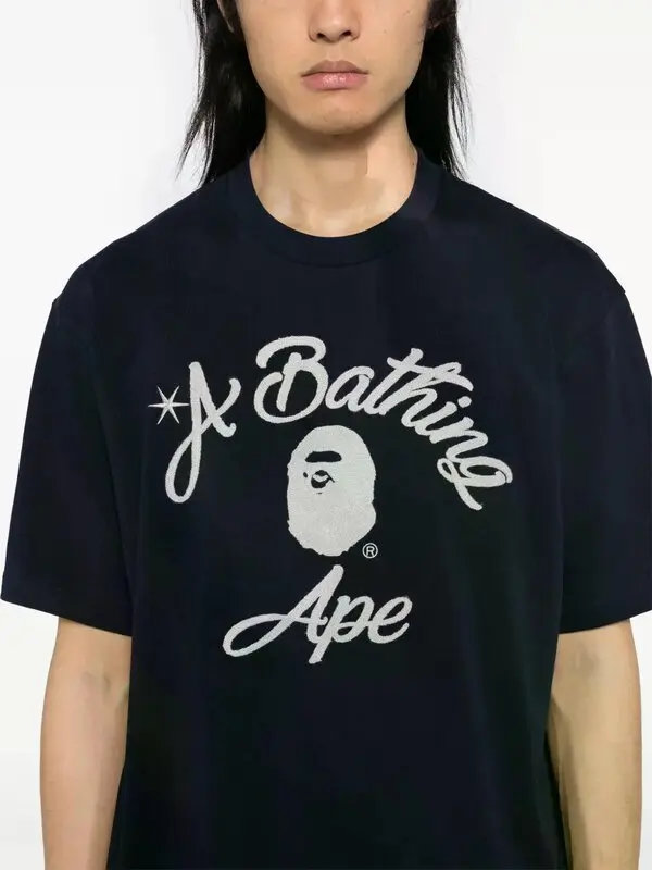 A BATHING APE Chain Stitch College T-shirt - Blue