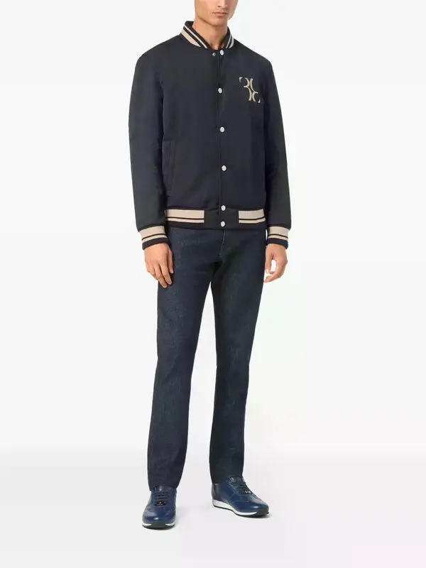 BILLIONAIRE Logo-embroidered Bomber Jacket - Blue