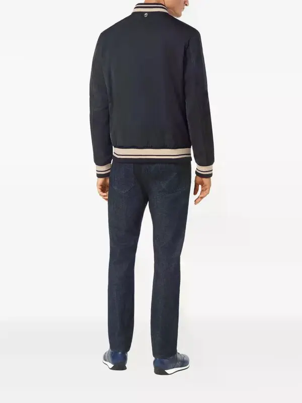BILLIONAIRE Logo-embroidered Bomber Jacket - Blue