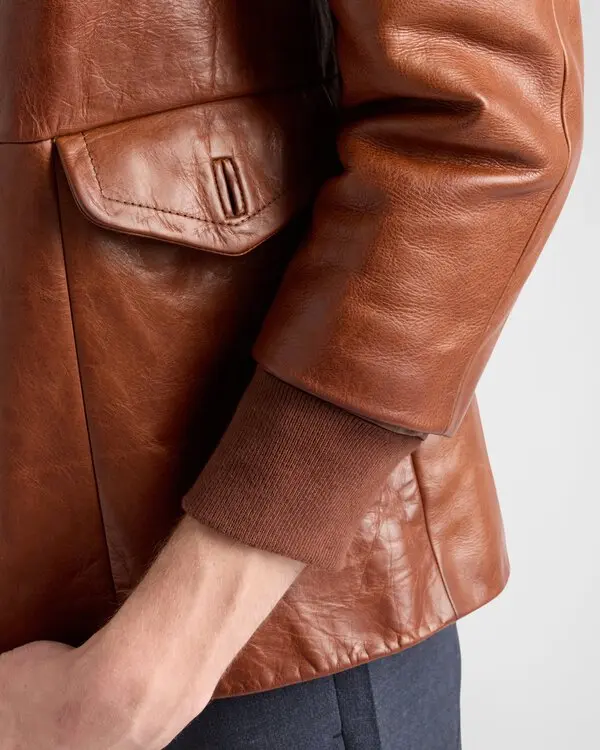 Prada Leather Blouson Jacket - Palisander | Editorialist