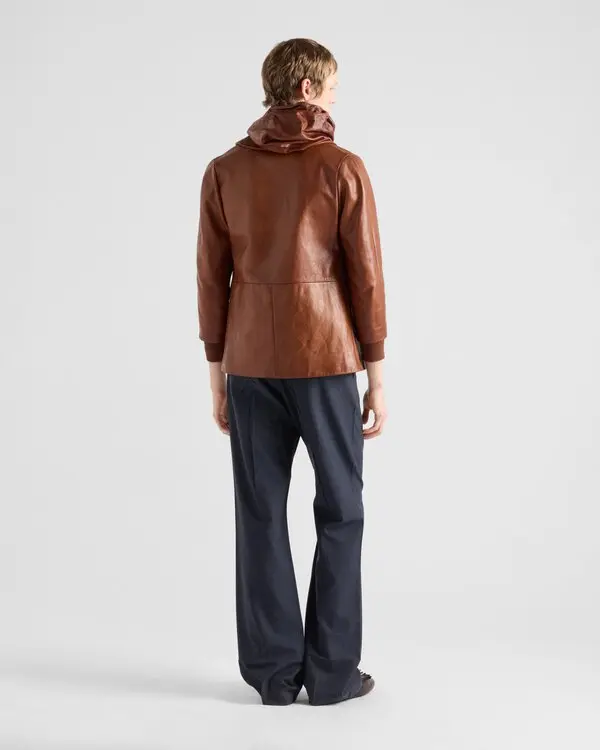 Prada Leather Blouson Jacket - Palisander | Editorialist