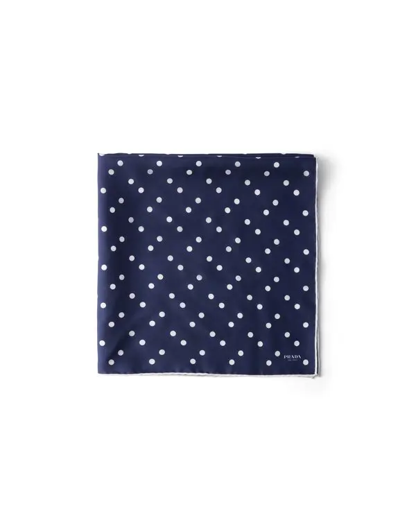 Prada Printed Silk Twill Scarf 65 - Blue