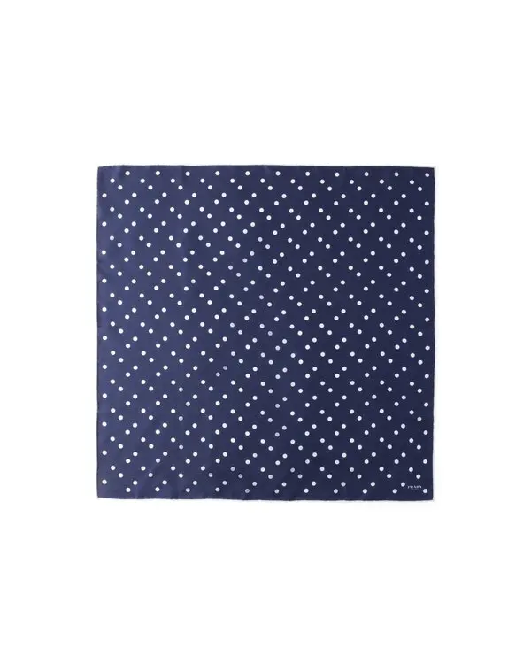 Prada Printed Silk Twill Scarf 65 - Blue