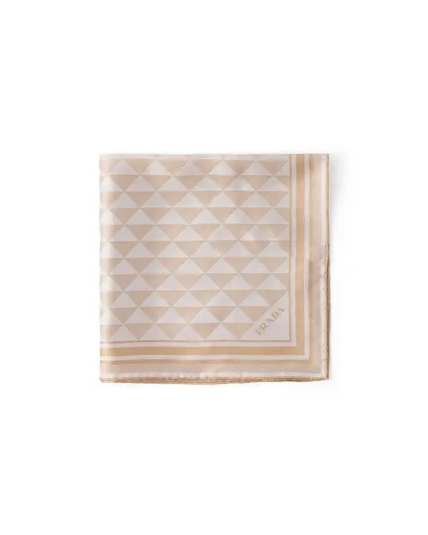 Prada Jacquard Silk Scarf 55 - Brown