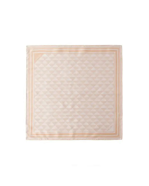 Prada Jacquard Silk Scarf 55 - Brown