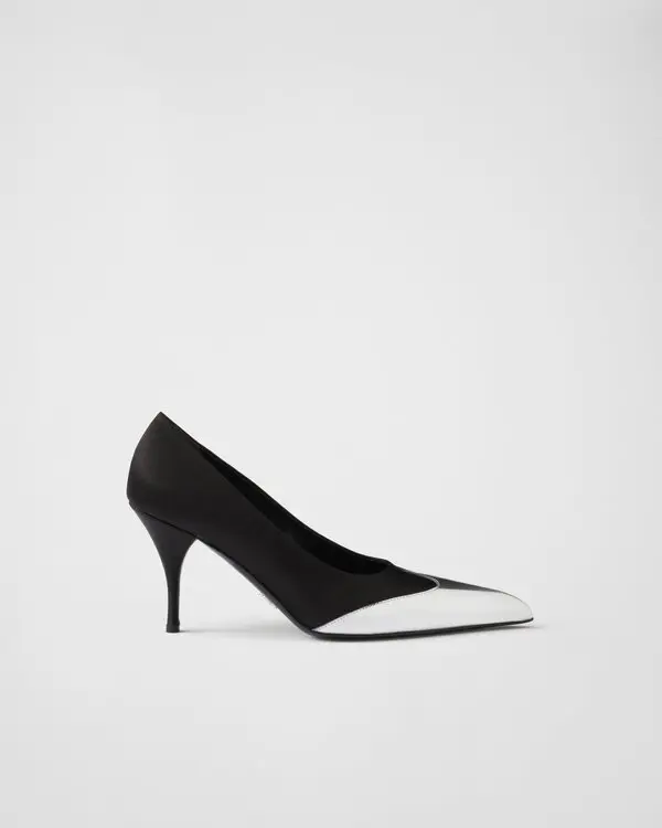 Prada Satin And Metallic Leather Pumps