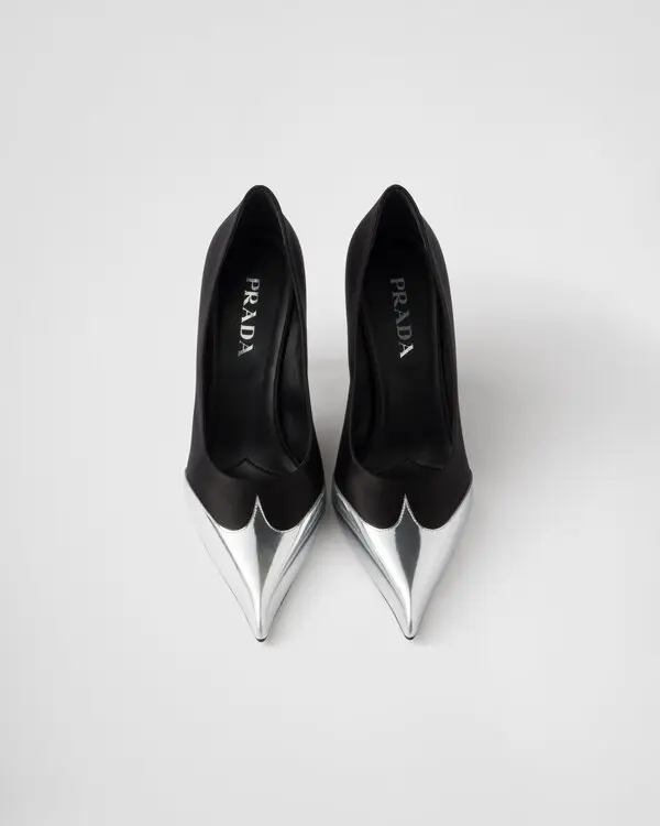 Prada Satin And Metallic Leather Pumps