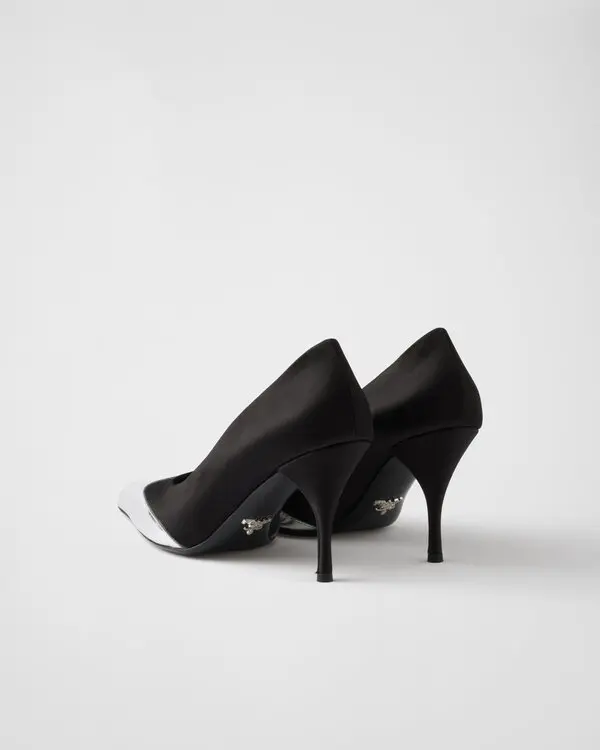 Prada Satin And Metallic Leather Pumps