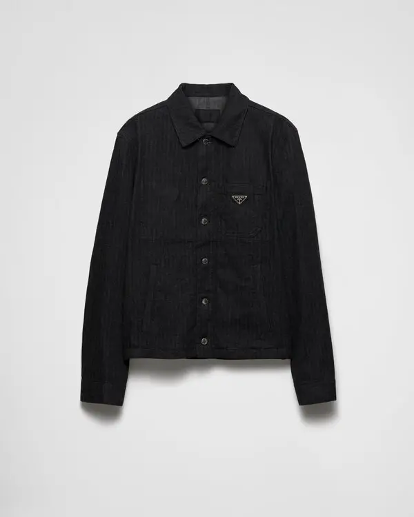 Prada Chevron Denim Blouson Jacket - Black