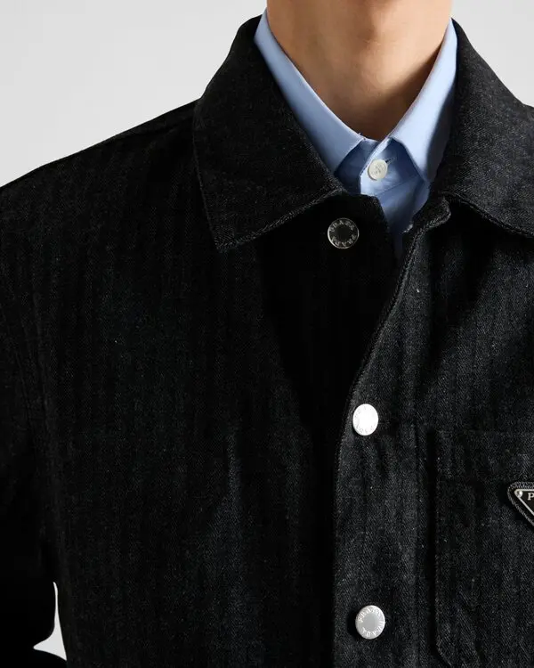 Prada Chevron Denim Blouson Jacket - Black
