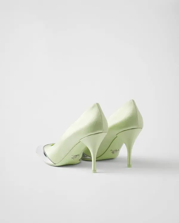 Prada Satin And Metallic Leather Pumps