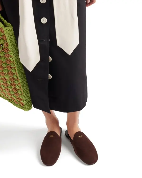 Prada Suede Mules - Brown