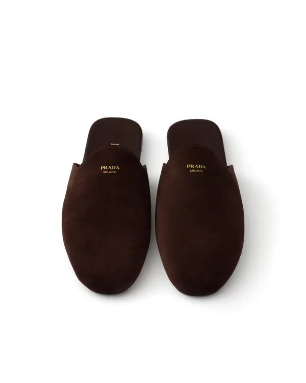 Prada Suede Mules - Brown
