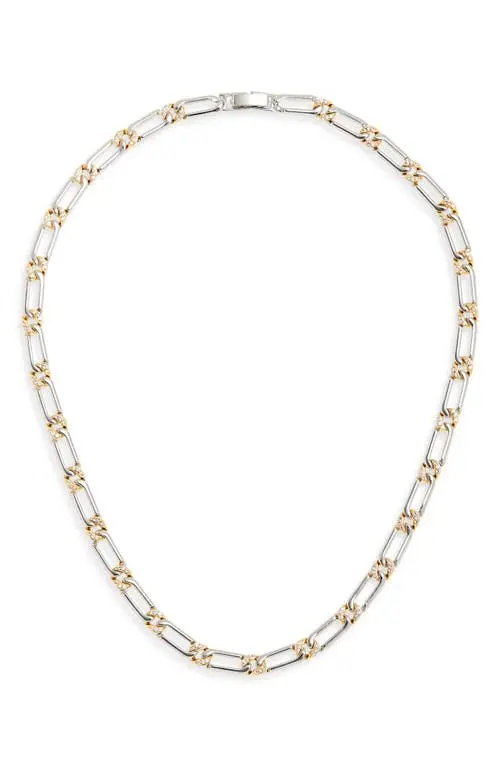 LUV AJ The Two-tone Pavé Chain Necklace - Silver
