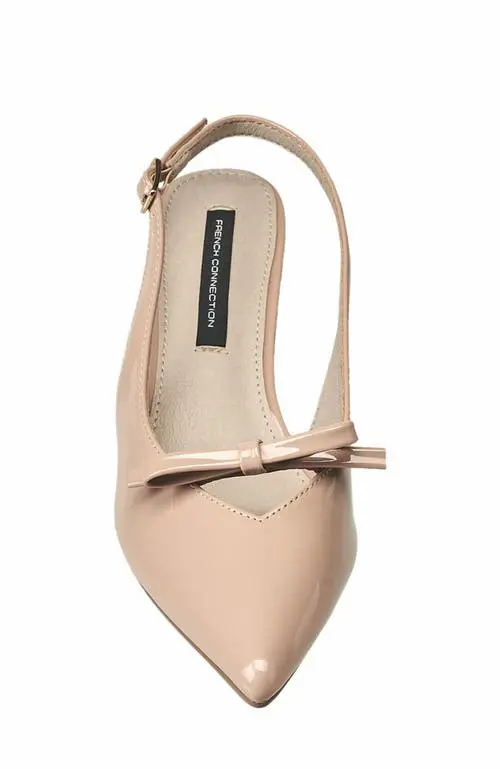 French Connection Quinny Slingback Kitten Heel - Nude Patent