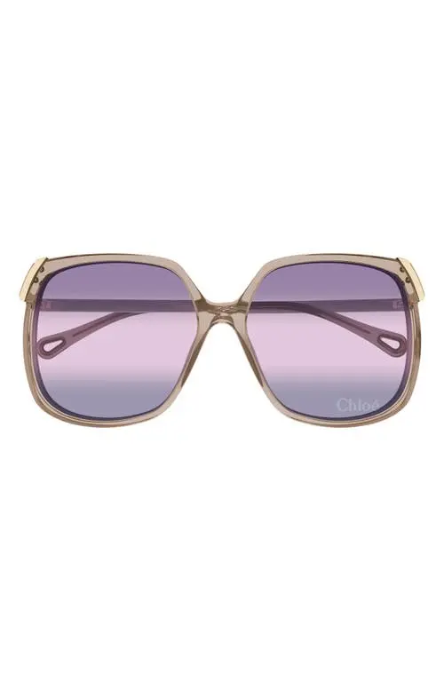 Chloé 60mm Gradient Square Sunglasses - Purple/ Brown